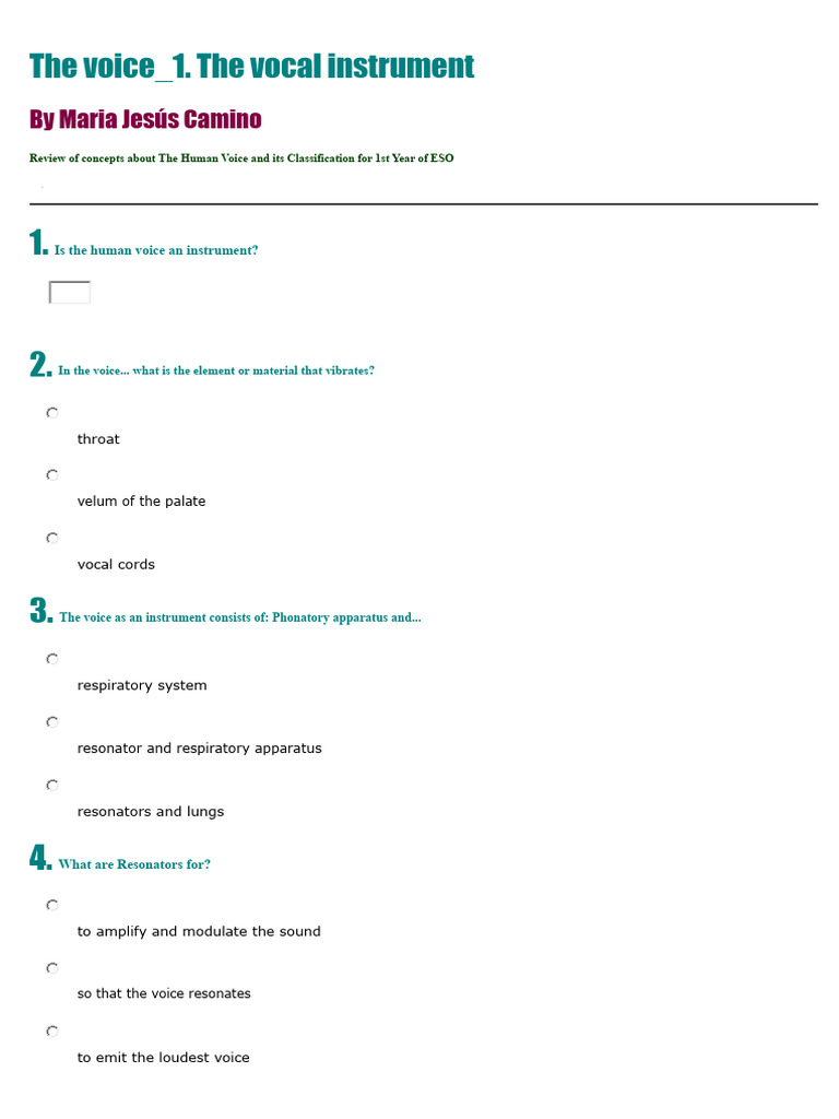 The Voice Questionnaire | PDF