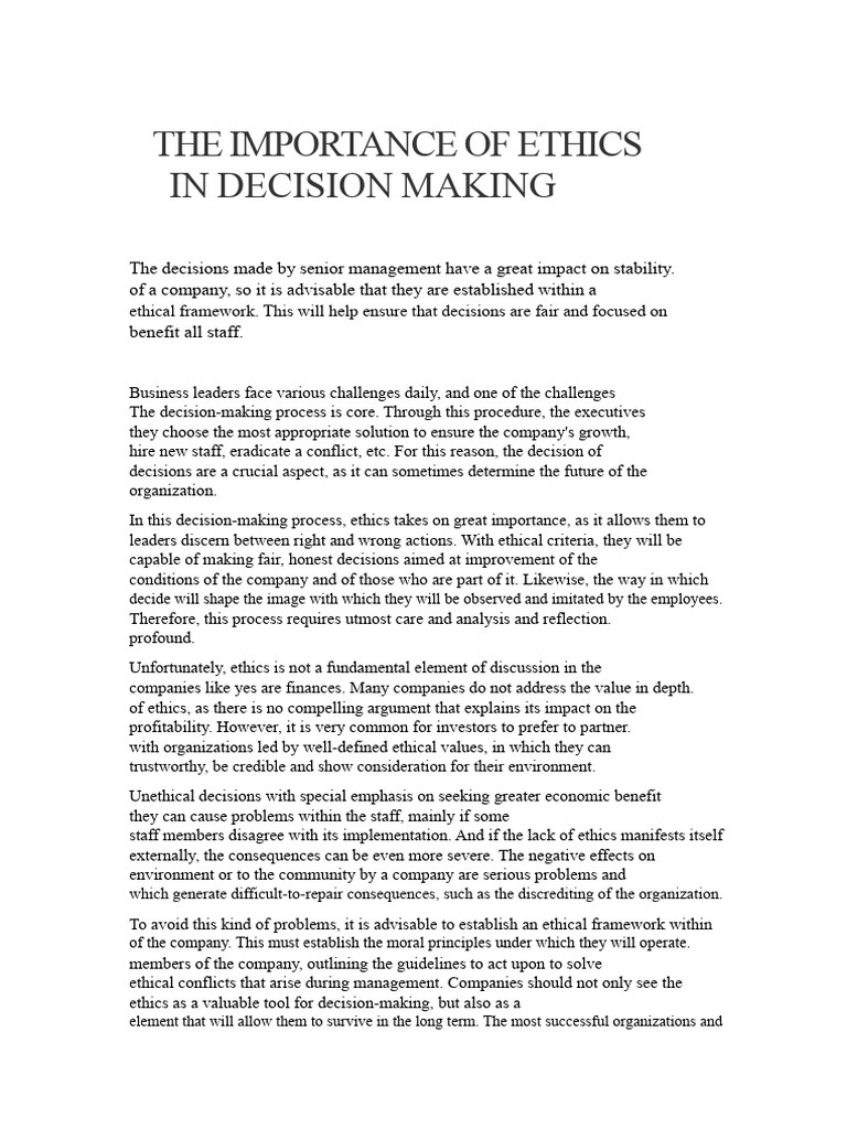 Ethics in Business Decision Making | PDF | Reason | Virtue