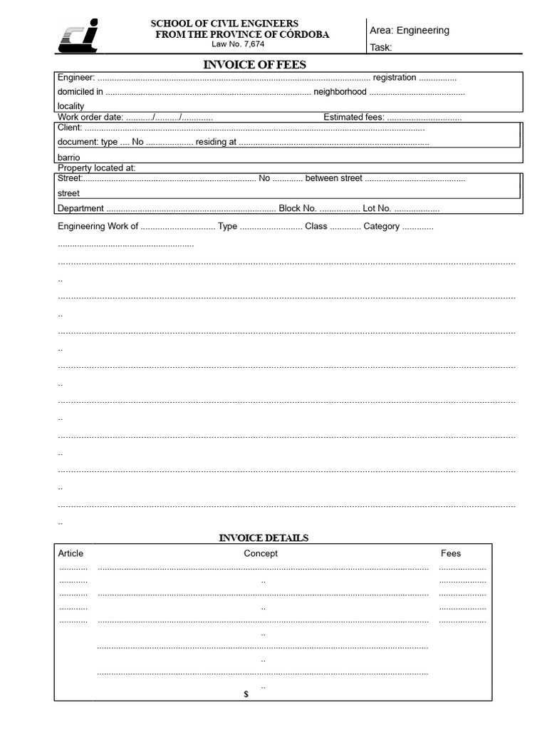 Civil Engineering Invoice Template | PDF