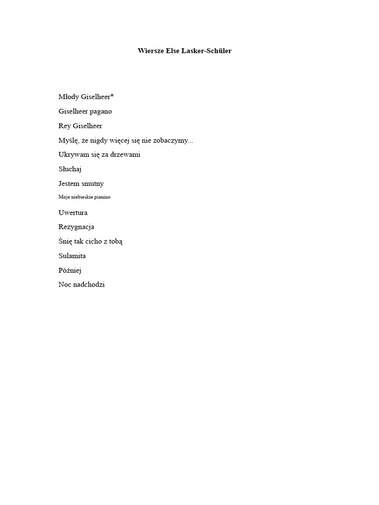 Lasker-Schler Else. Wiersze | PDF