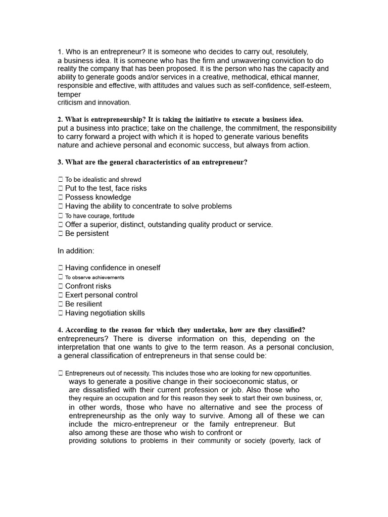 Unit 1 Questionnaire | PDF | Entrepreneurship | Social Entrepreneurship