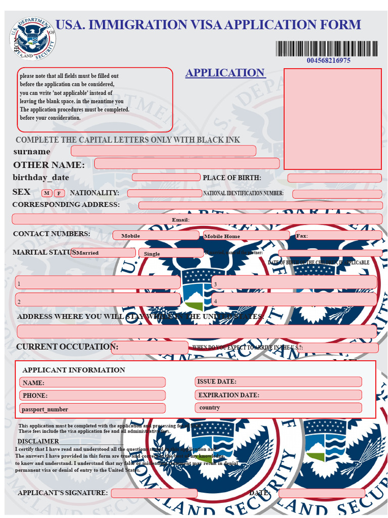 Visa Application Form. | PDF | Travel Visa | Government And Personhood