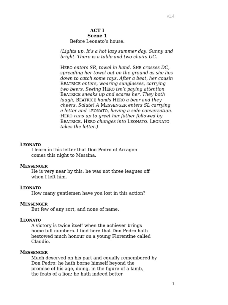 Much Ado About Nothing Script v1.4.2 | PDF | Much Ado About Nothing