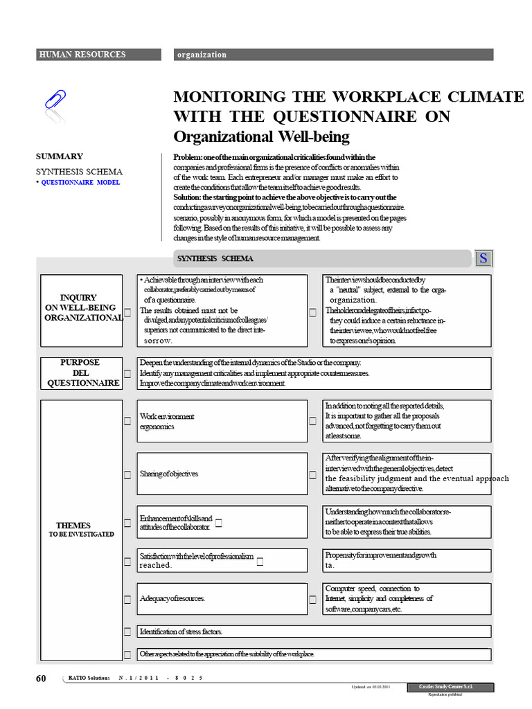 Company Climate Questionnaire | PDF | Well Being | Cognition