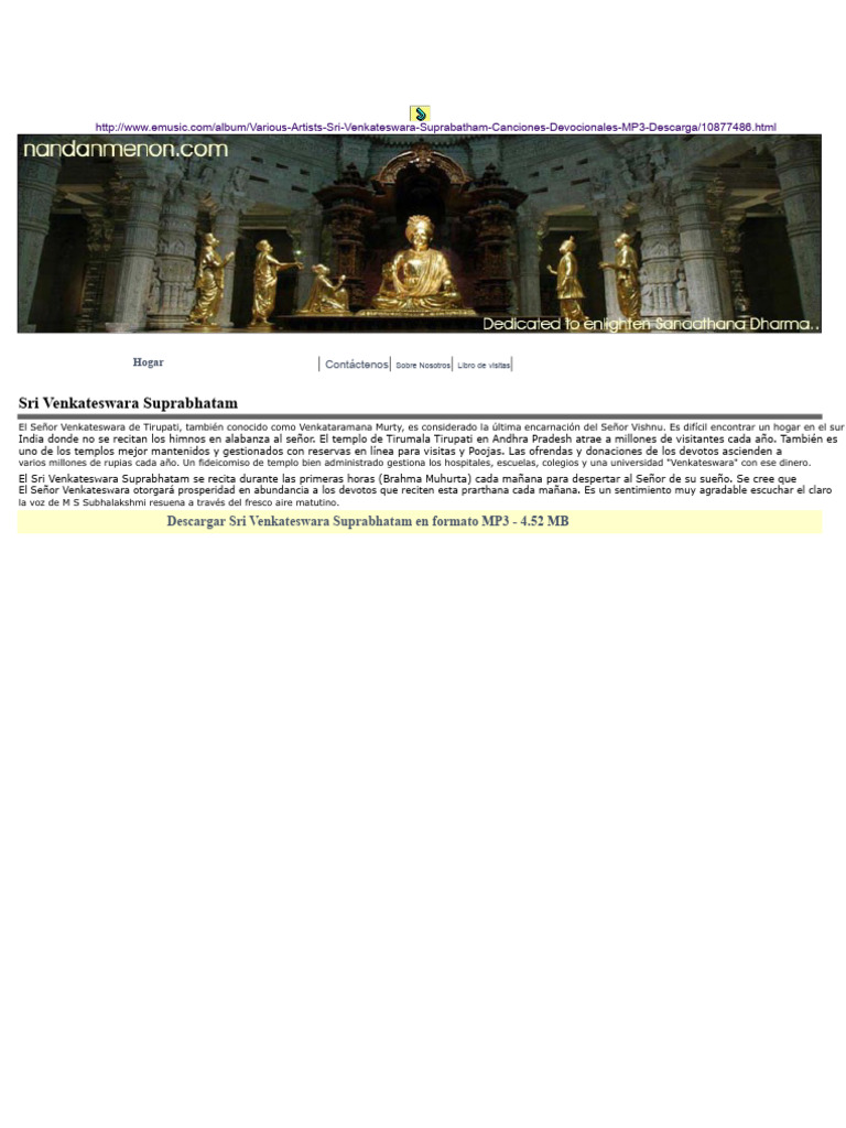 Descarga Suprabhatam Venkateswara MP3 | PDF | Vishnu | Shiva