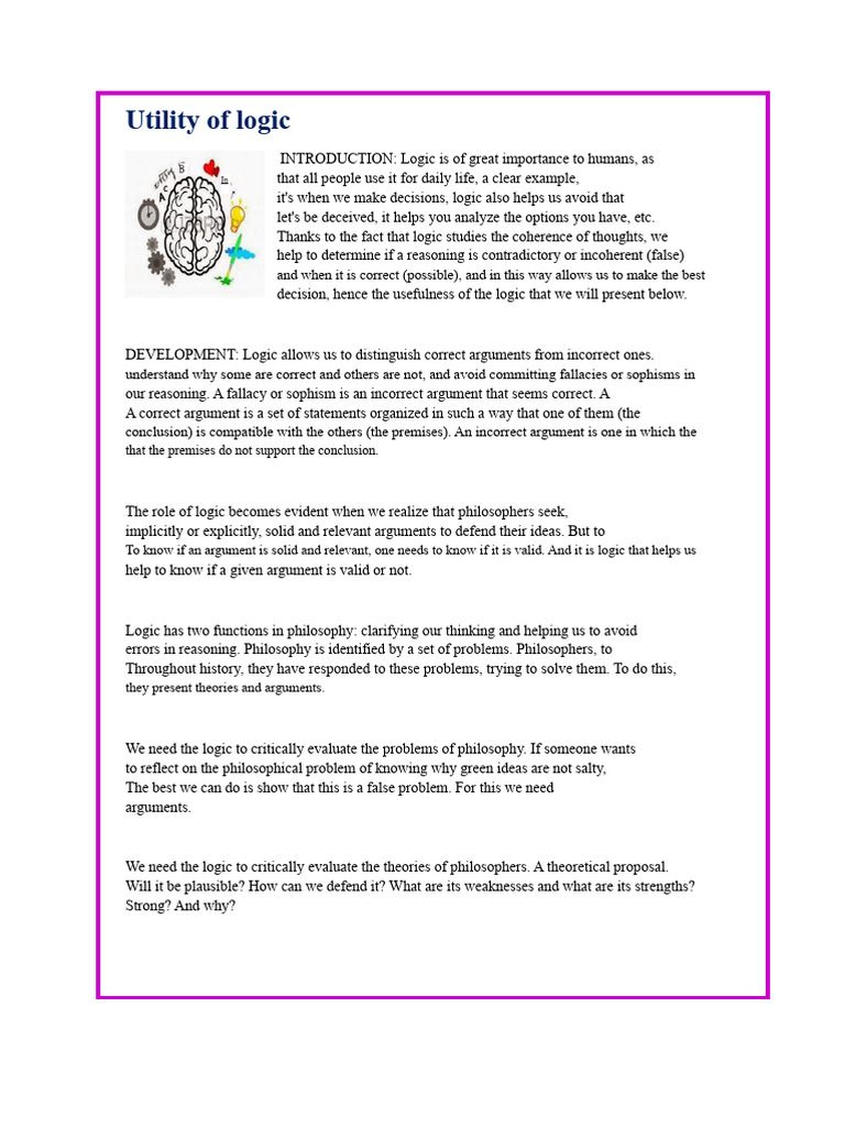 Importance of Logic in Decision-Making | PDF | Logic | Argument