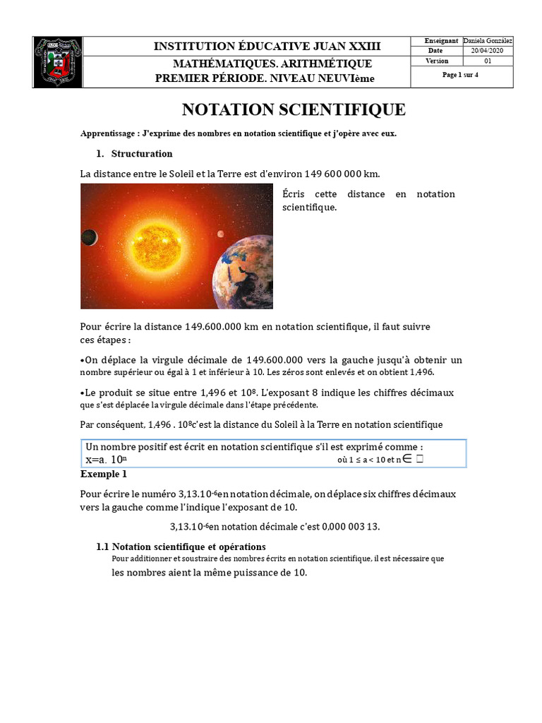 Notation Scientifique en Mathématiques | PDF