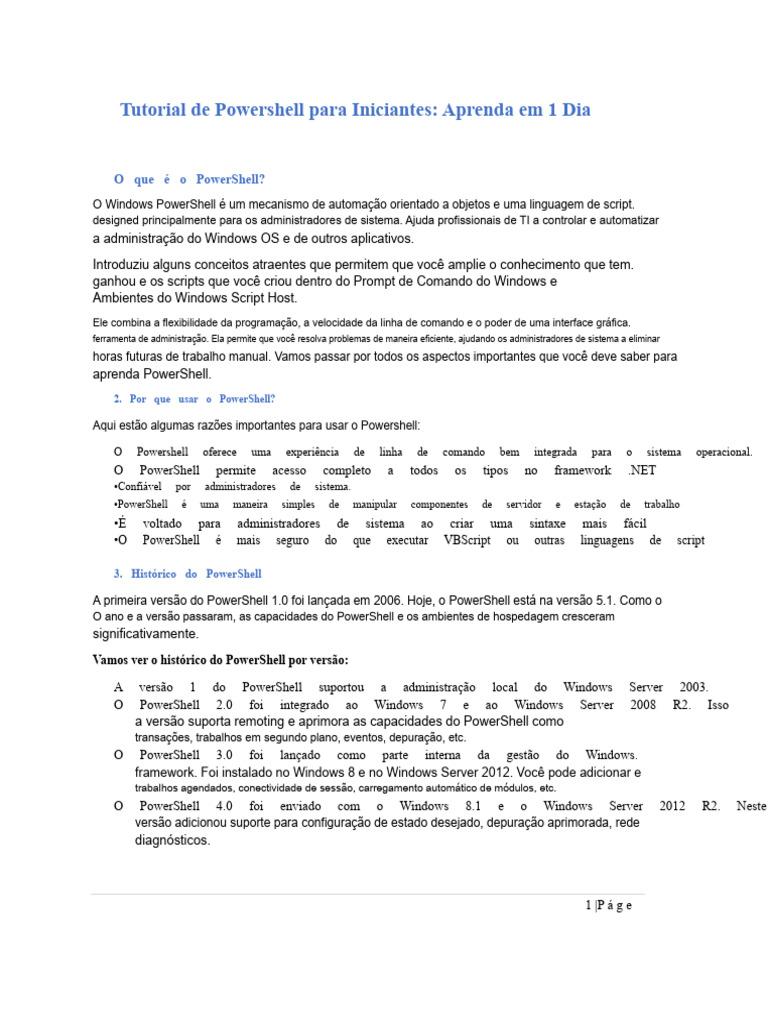 Introdução ao Windows PowerShell | PDF | Linguagem de script ...