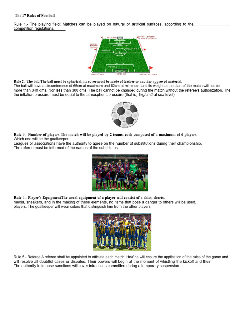 The 17 Rules of Football | PDF | Association Football | Sport Variants