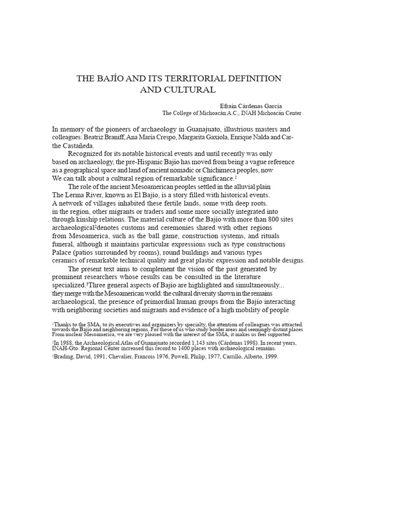The Bajío and Its Territorial and Cultural Definition - Efraín | PDF