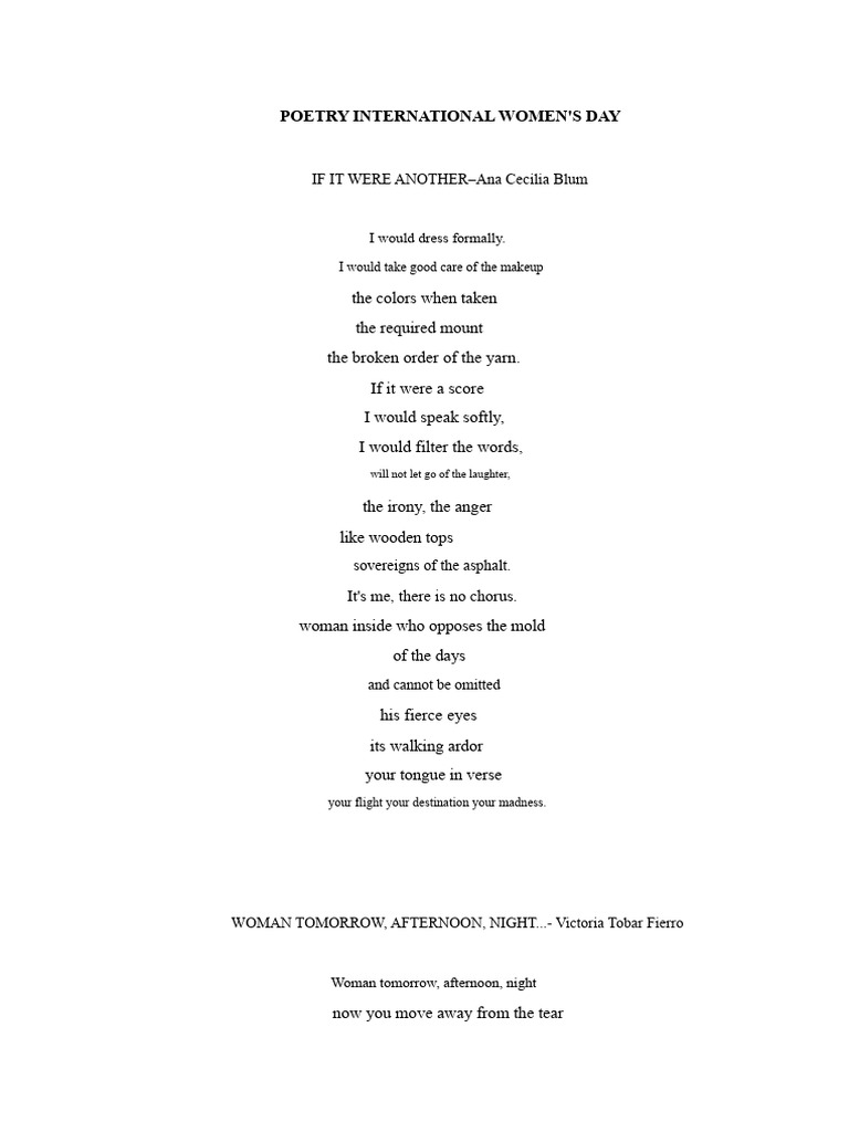 Poetry International Women's Day | PDF