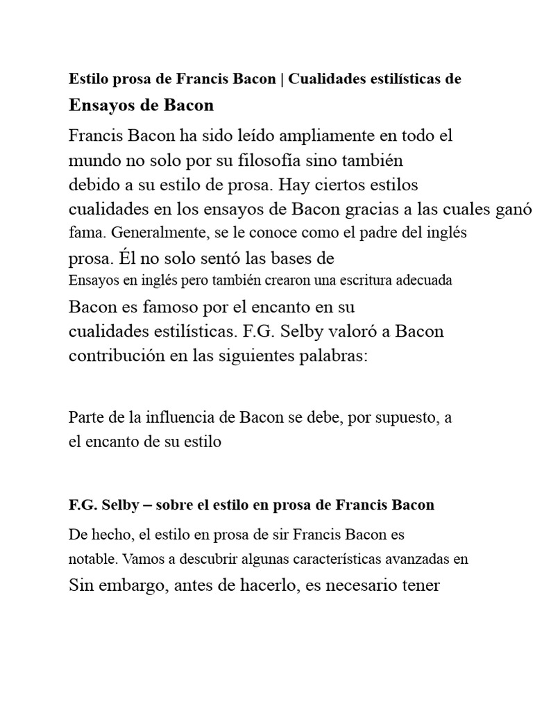 Estilo Prosa de Bacon | PDF | Prosa | Francis Bacon