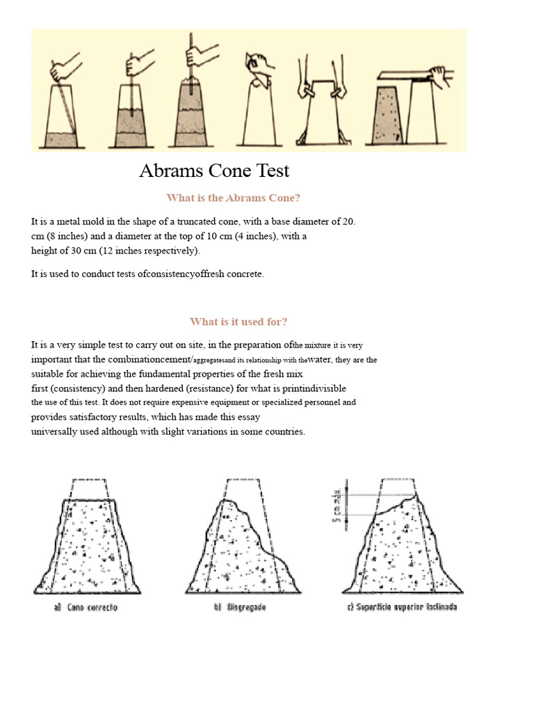Abrams Cone Test | PDF | Concrete | Mechanical Engineering