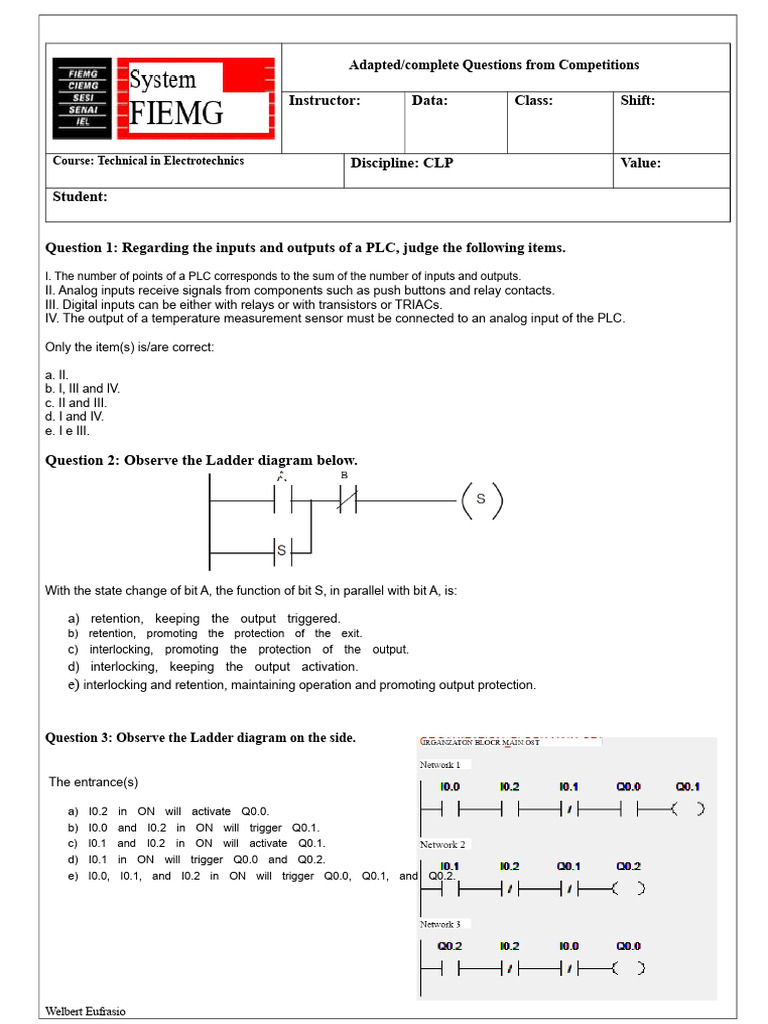 CLP Assessment | PDF | Programmable Logic Controller | Digital Electronics