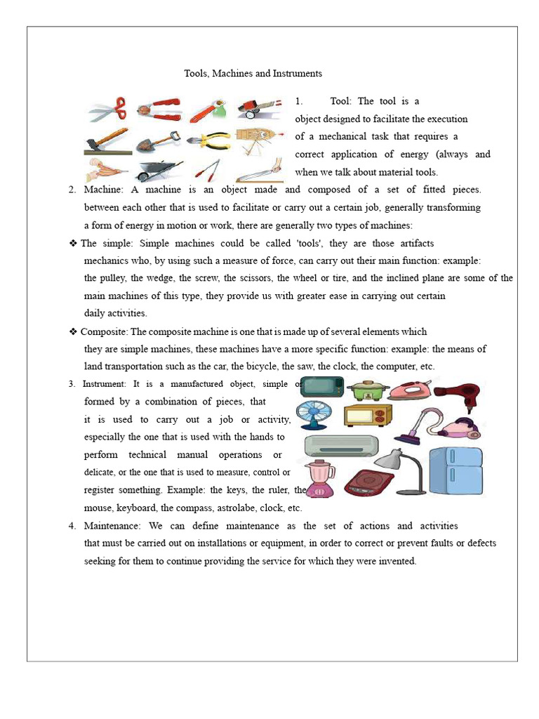 Reading of "Tools, Machines and Instruments" | PDF