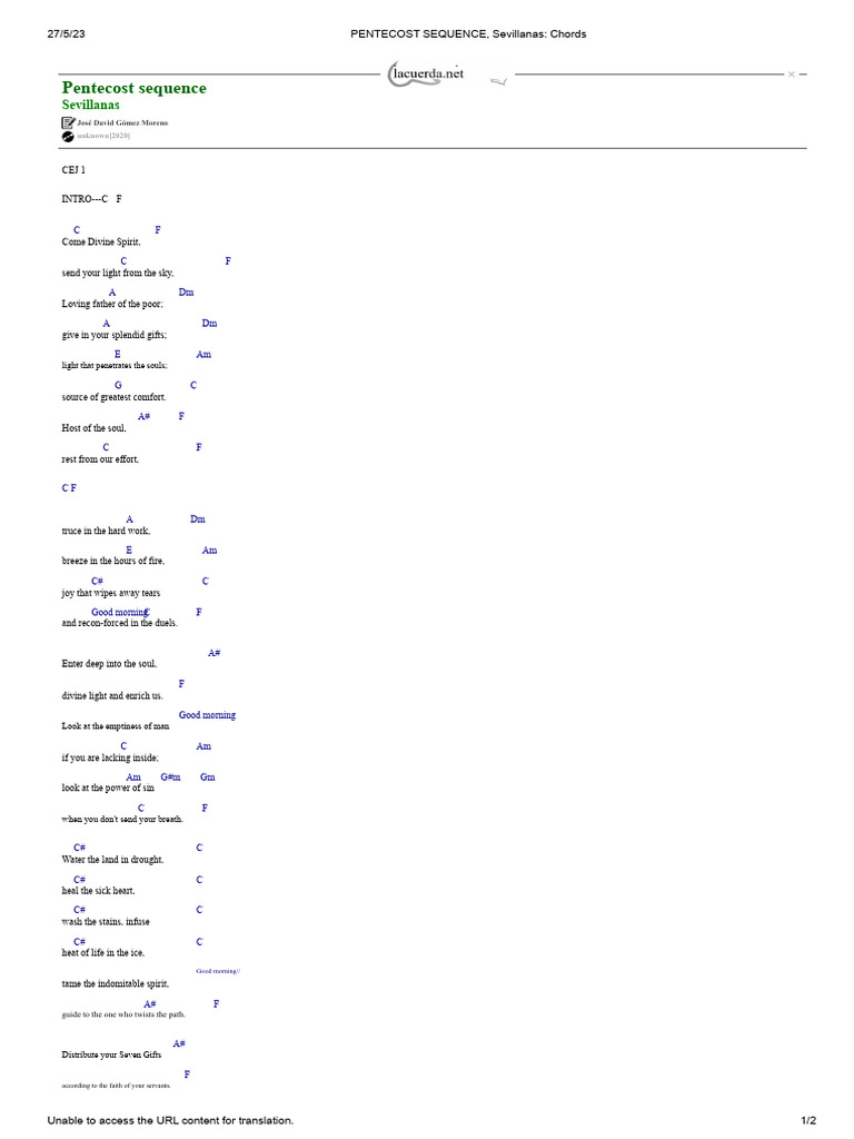 Sequence of Pentecost, Sevillanas - Chords | PDF | Systematic Theology | Theology