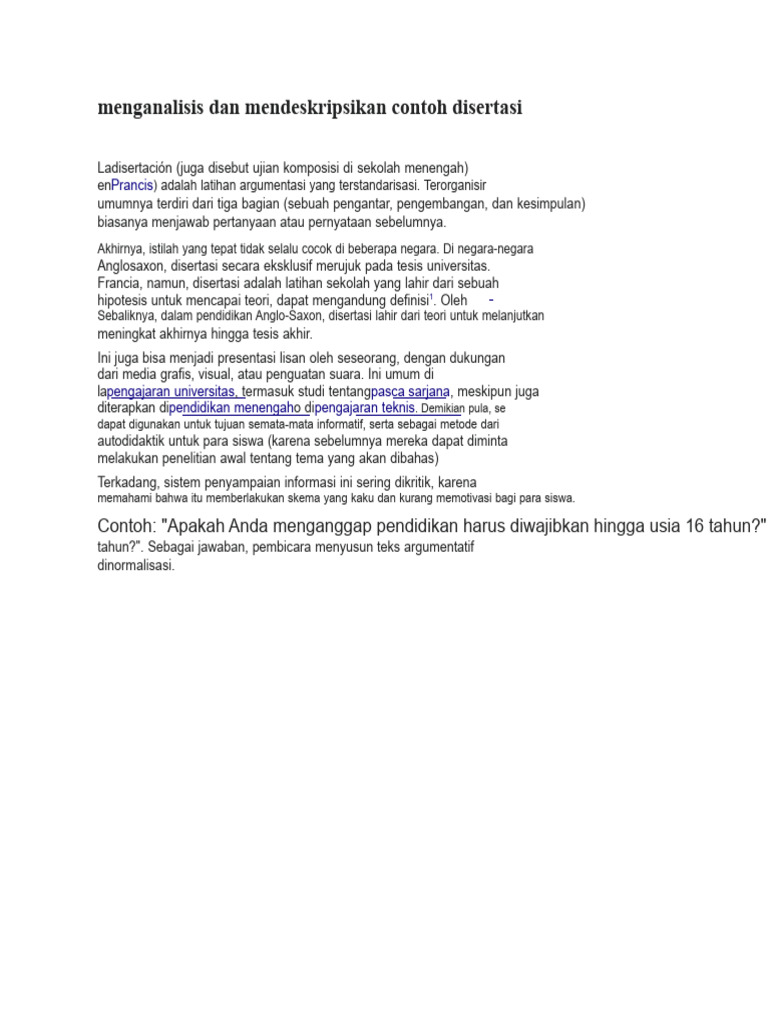 Menganalisis Dan Mendeskripsikan Contoh Disertasi | PDF