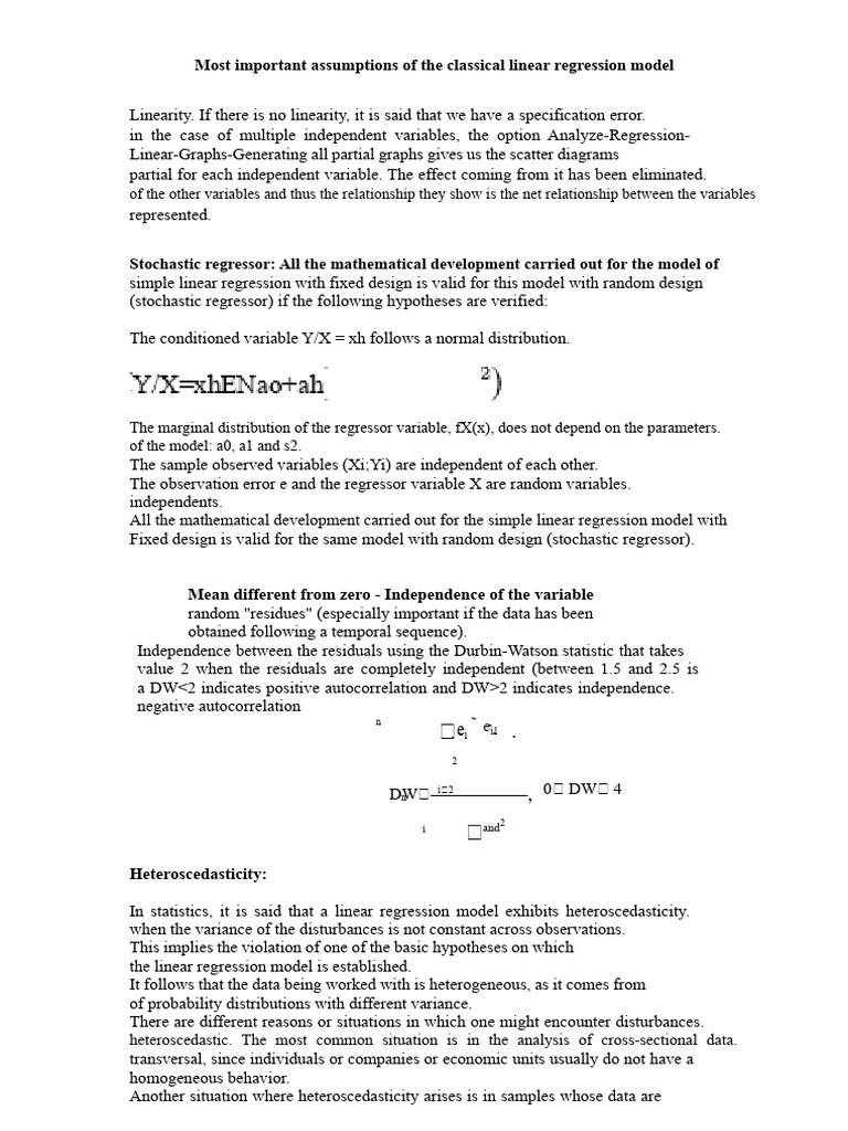 Most Important Assumptions of The Classical Linear Regression Model ...