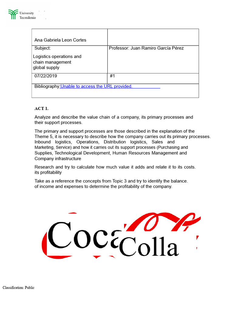 Coca-Cola Value Chain Analysis | PDF | The Coca Cola Company | Coca Cola