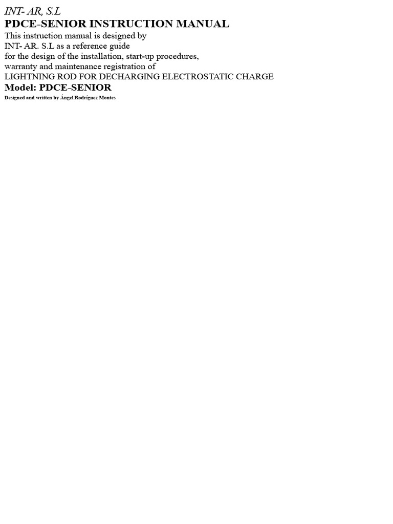 PDCE-SENIOR Lightning Rod Manual | PDF | Lightning | High Voltage