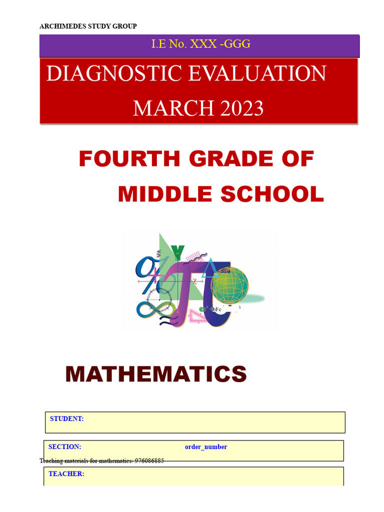 4th GRADE - DIAGNOSTIC EVALUATION 2023 | PDF | Mathematics | Teachers