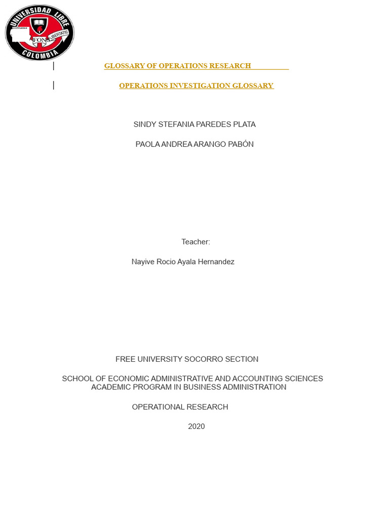 Operations Research Glossary Guide | PDF | Mathematical Optimization ...