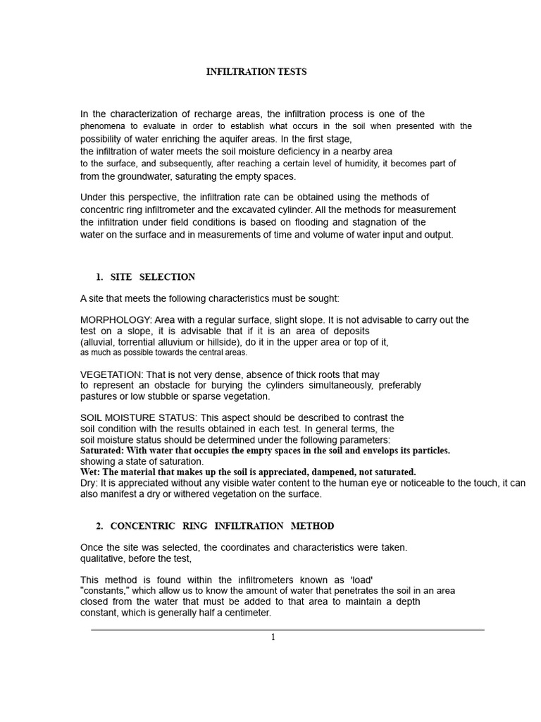 Infiltration Tests | PDF | Soil | Environmental Engineering