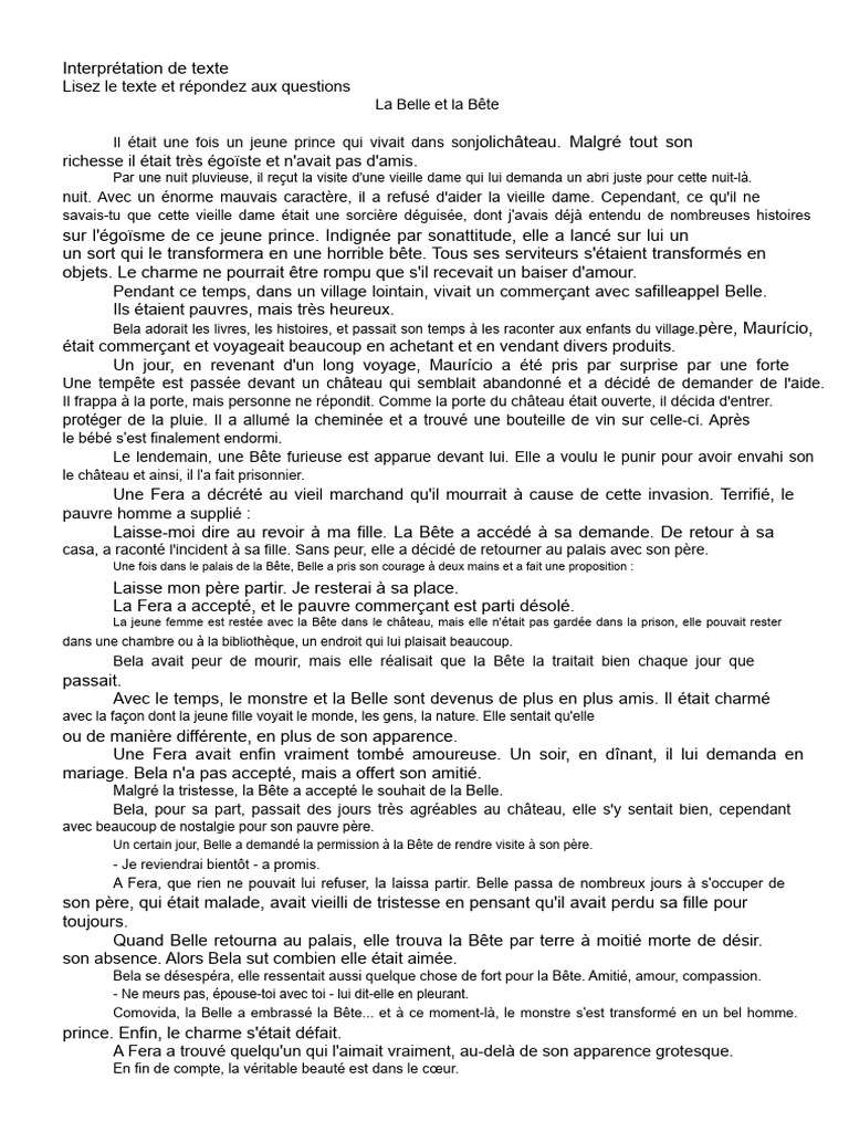 Interprétation de "La Belle et la Bête" | PDF