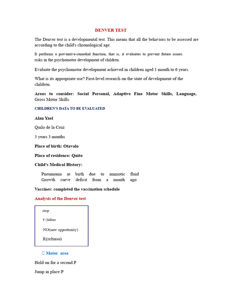 Denver Developmental Test Analysis | PDF | Child Development | Human ...