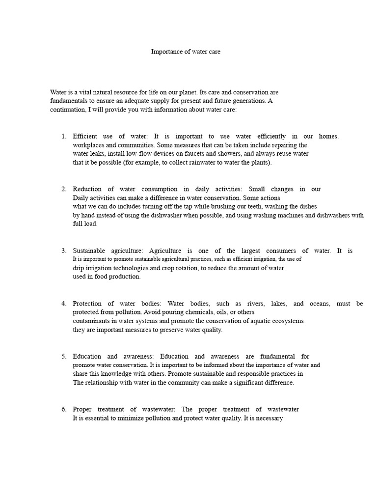 Importance of Water Conservation | PDF | Water Conservation | Water