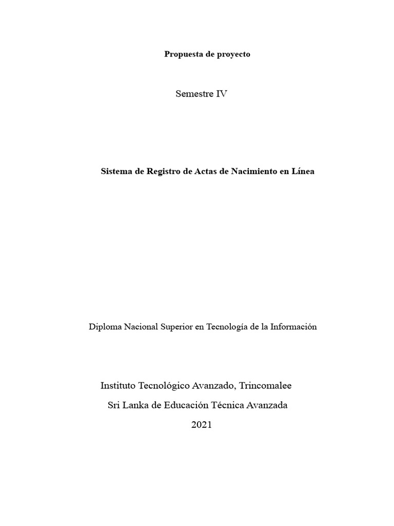 Propuesta Del Sistema de Registro de Certificados de Nacimiento en Línea | PDF | HTML | Adobe ...