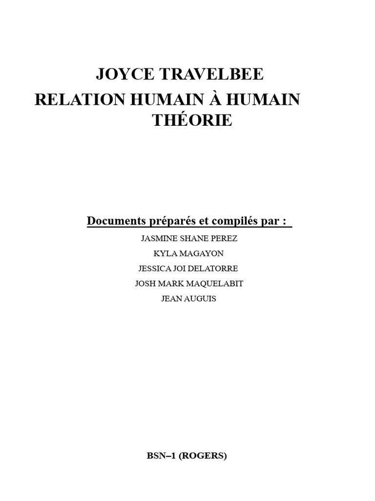 Théorie de Joyce Travelbee en soins infirmiers | PDF | Allaitement ...
