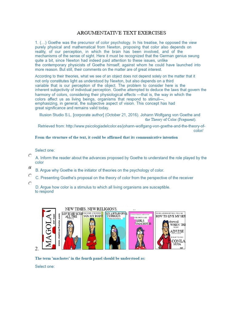 Argumentative Text Exercises | PDF | Perception | Feminism