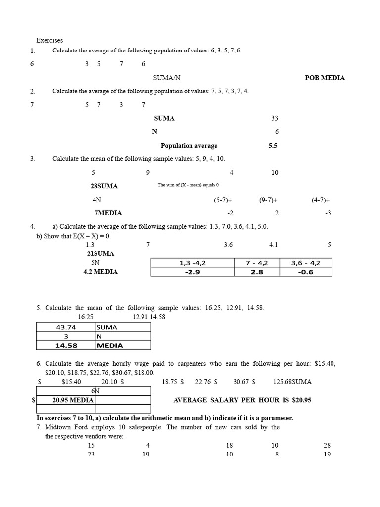 Exercises Chapter 3 Applied Statistics | PDF | Mean | Average