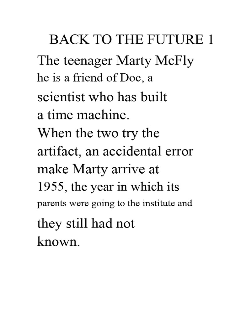 Back To The Future 1 | PDF