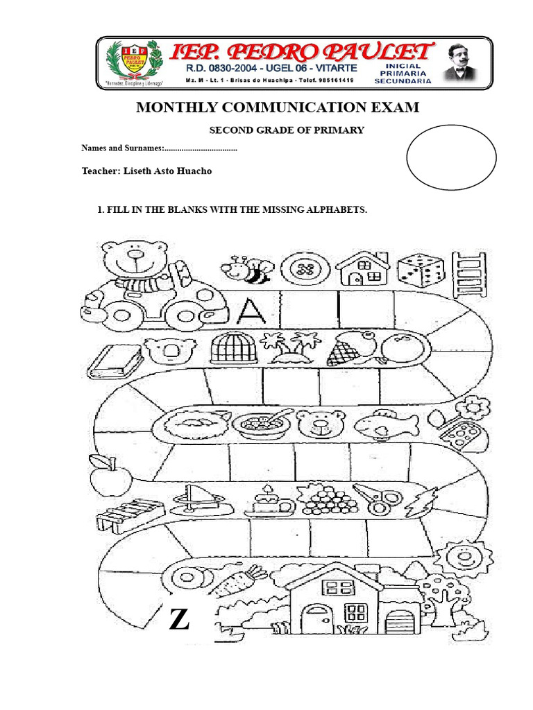 MONTHLY EXAM Communication SECOND GRADE | PDF