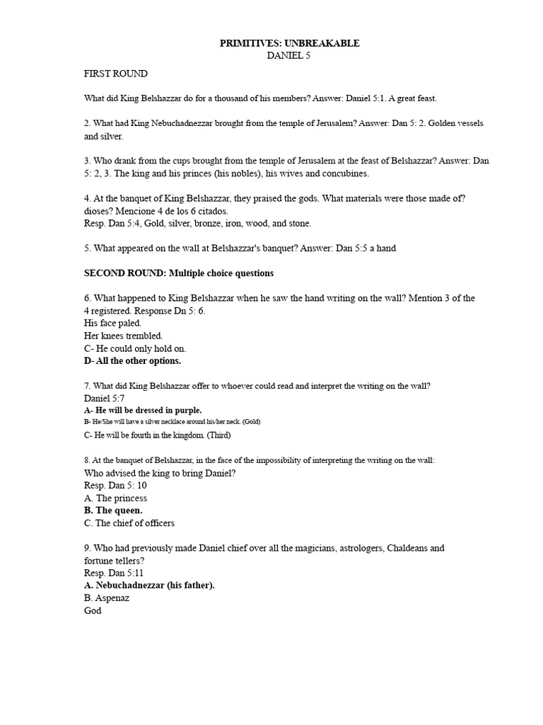Daniel 5 | PDF | Babylonian Captivity | Book Of Daniel