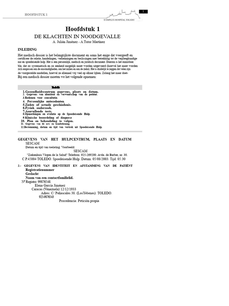 1 de Historie Van de Kliniek in Noodhulp PDF | PDF