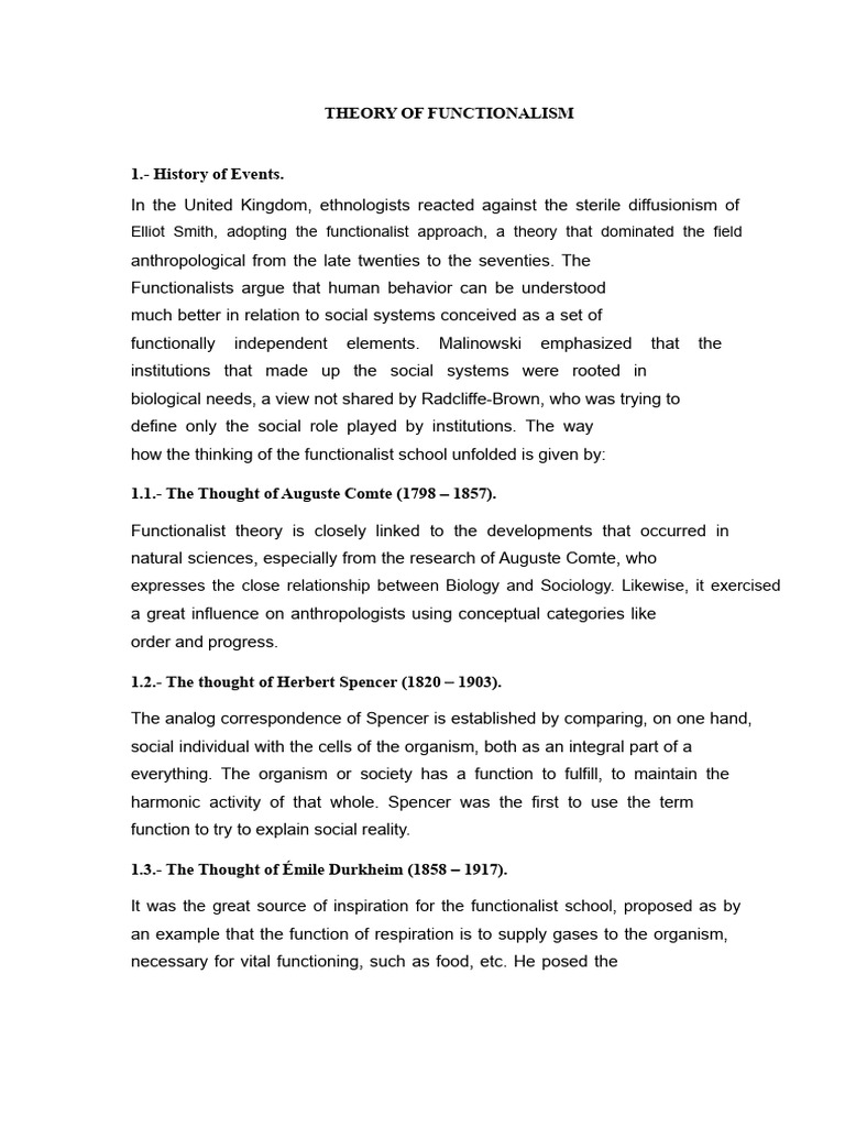Overview of Functionalism in Anthropology | PDF | Anthropology | Behavioural Sciences