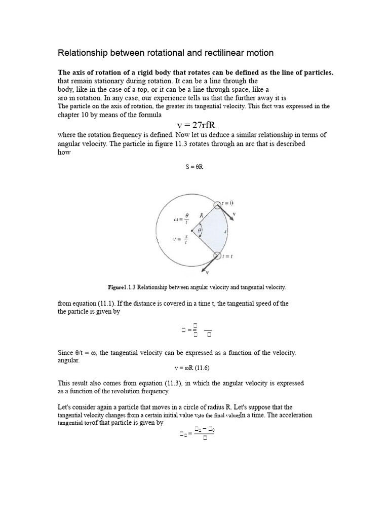 Relationship Between Rotational and Rectilinear Movements | PDF ...