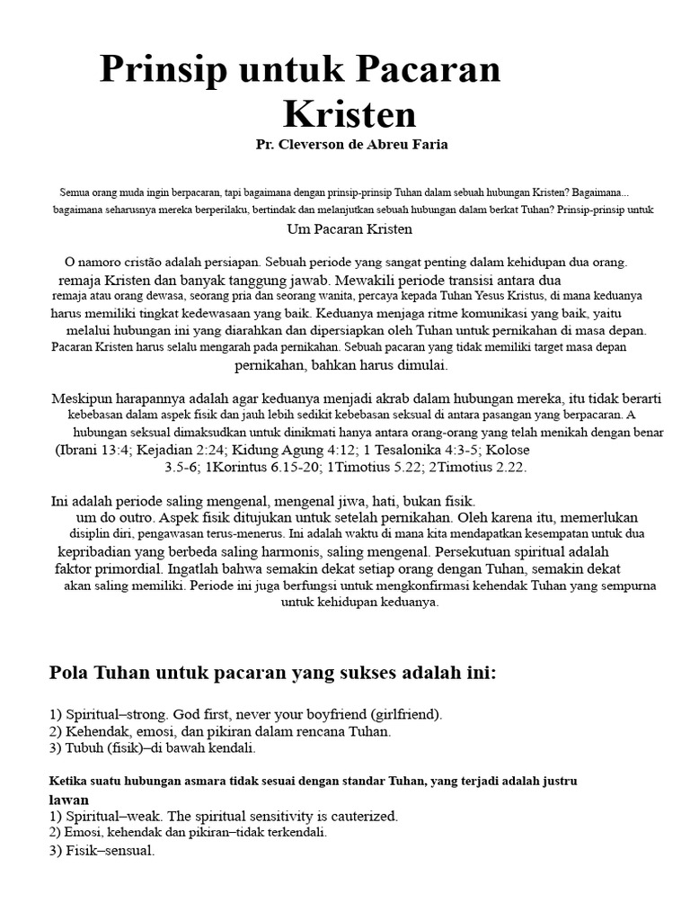Prinsip-Prinsip Untuk Pacaran Kristen | PDF