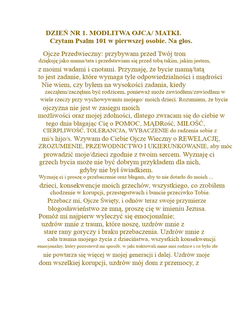 Modlitwa Na Wysokim Poziomie Za Dzieci | PDF