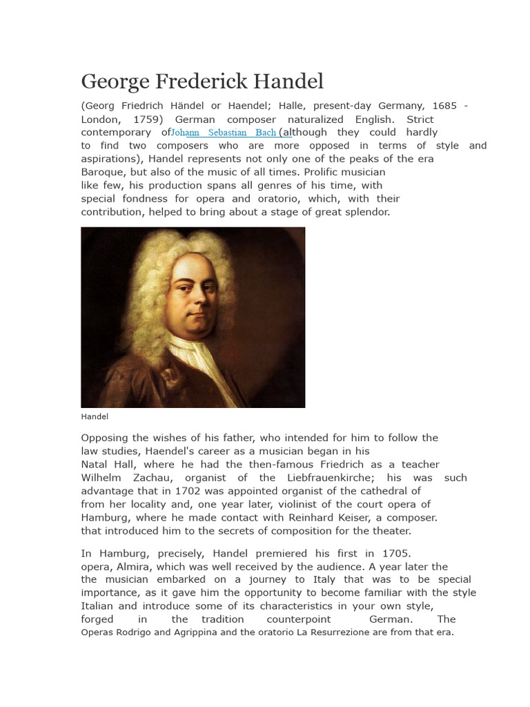 Theme 6 B List of Works Handel Georg Friedrich Handel | PDF | George ...