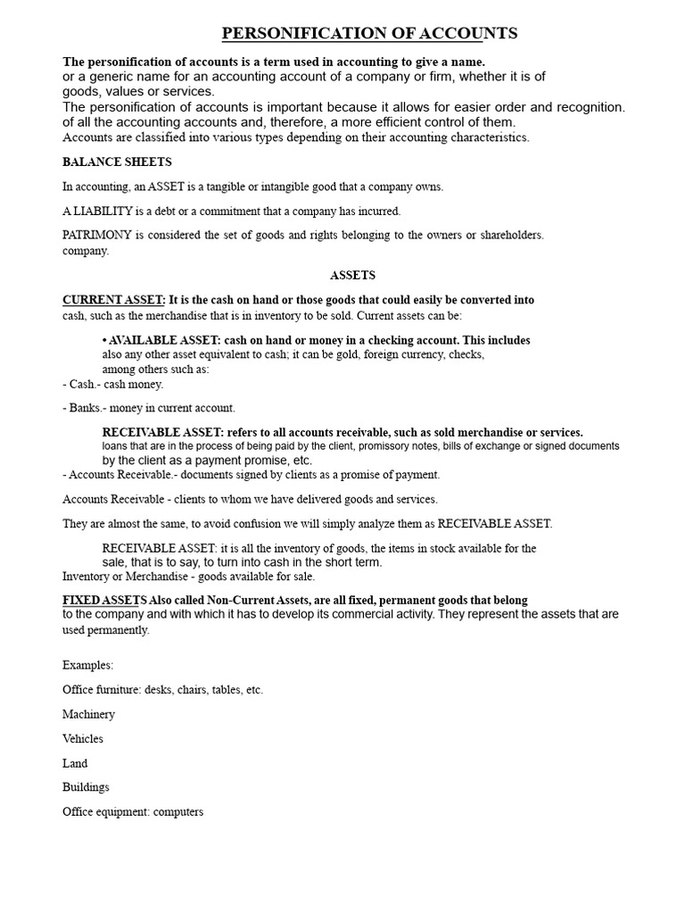 Personification of The Accounts | PDF | Expense | Debits And Credits