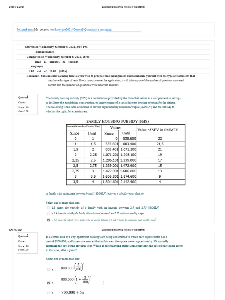 Quantitative Reasoning - Review of Attempt 2 | PDF | Interest | Economies