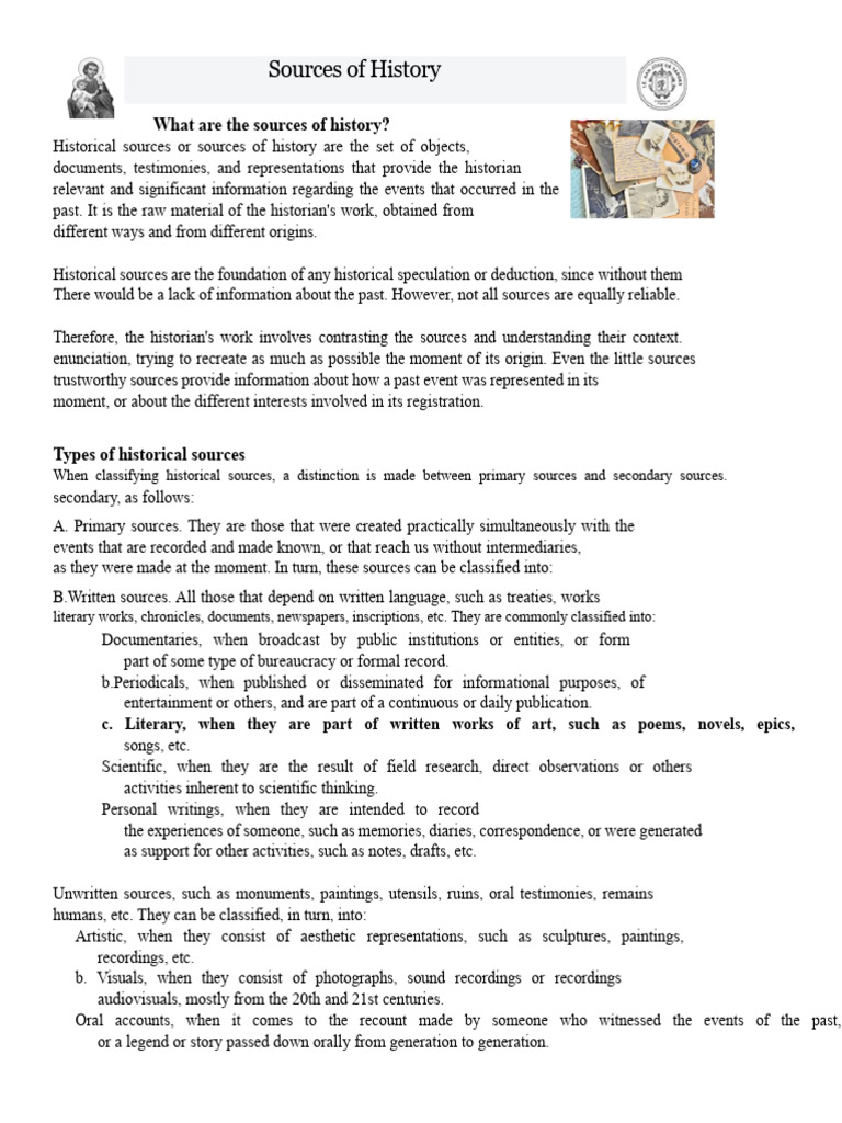 Sources of History | PDF | Primary Sources | Liberal Arts Education
