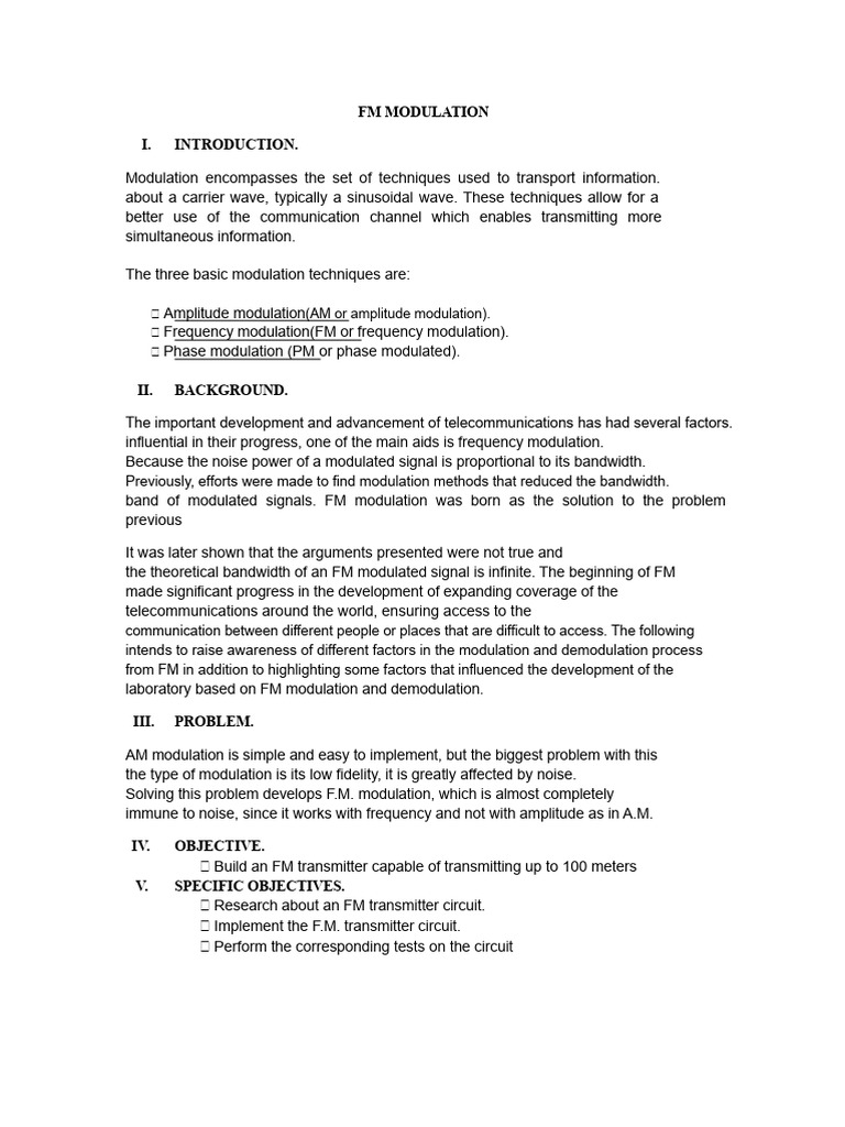 FM Transmitter Project. | PDF | Frequency Modulation | Transmitter