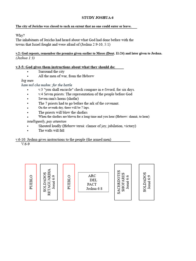 Study Joshua 6 | PDF | Joshua | Ark Of The Covenant