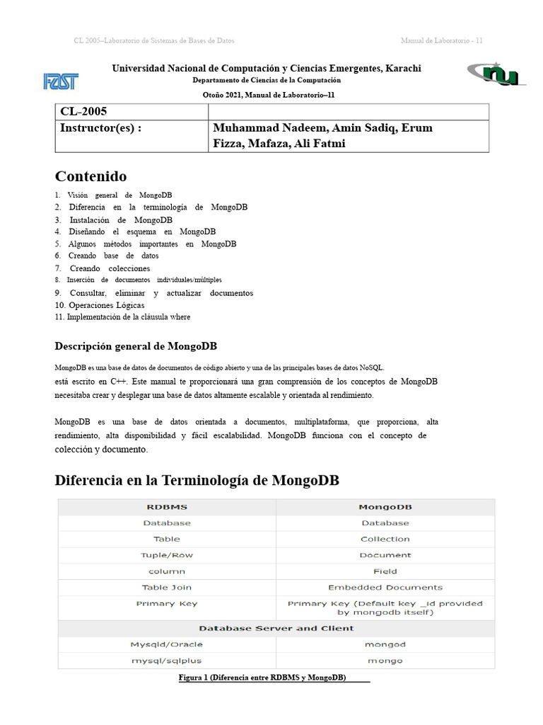 MongoDB - Laboratorio 11 | PDF | Mongo Db | Bases de datos