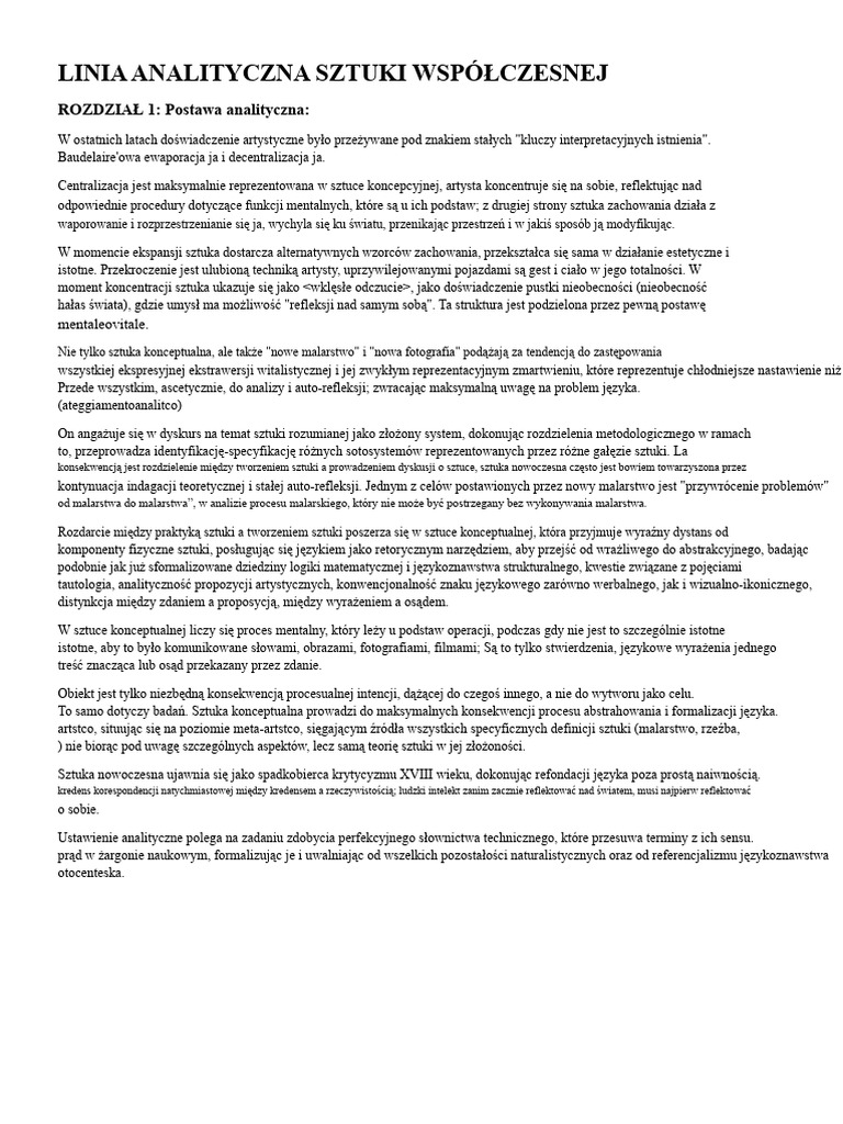 Analityczna Linia Sztuki Nowoczesnej | PDF